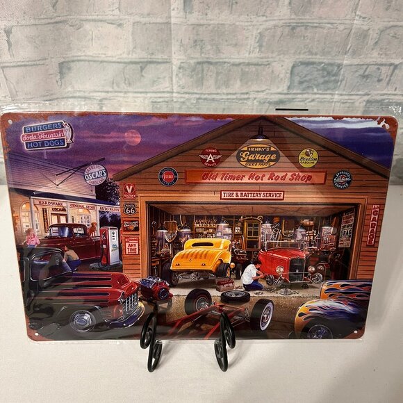 Wall Decor | Garage Car And Battery Metal Sign | Poshmark